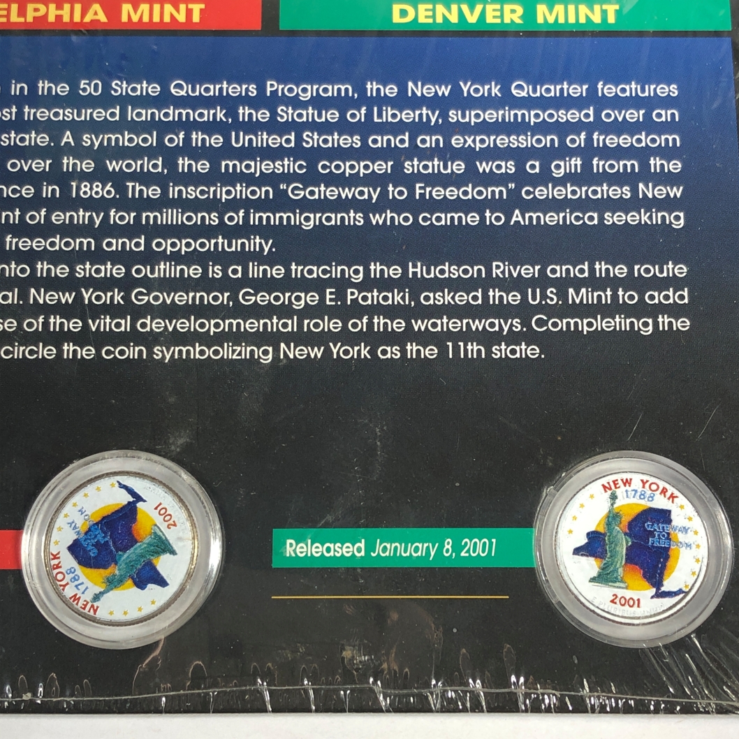 2001-P & D Colorized New York State Commemorative Quarters*Encased in ...