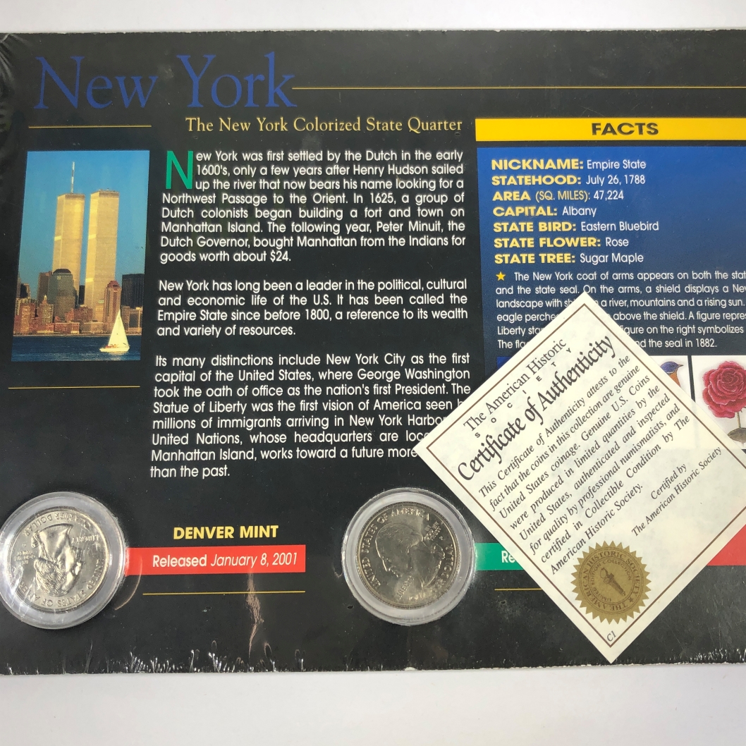2001-P & D Colorized New York State Commemorative Quarters*Encased in ...