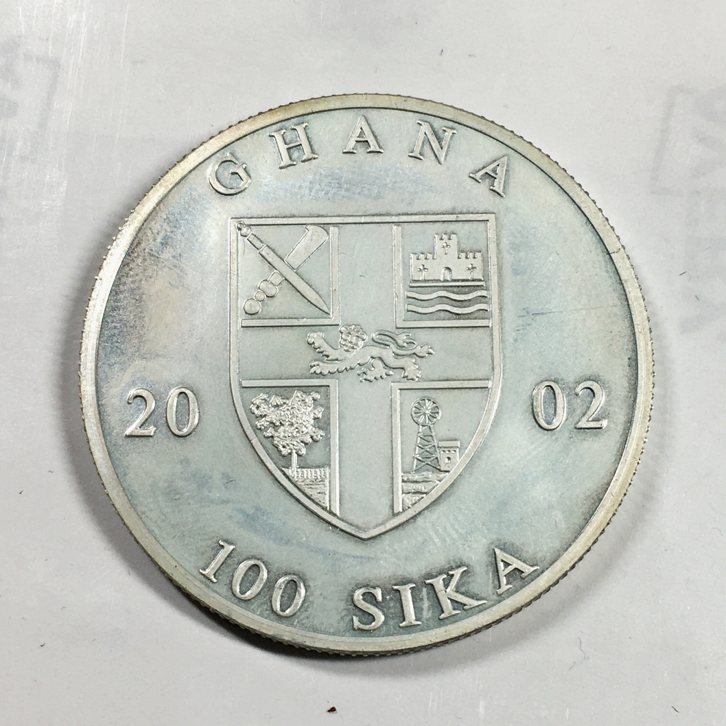 2002 Ghana Silver 100 Sika Fantasy Coin*1oz .999 Fine Silver | Property ...