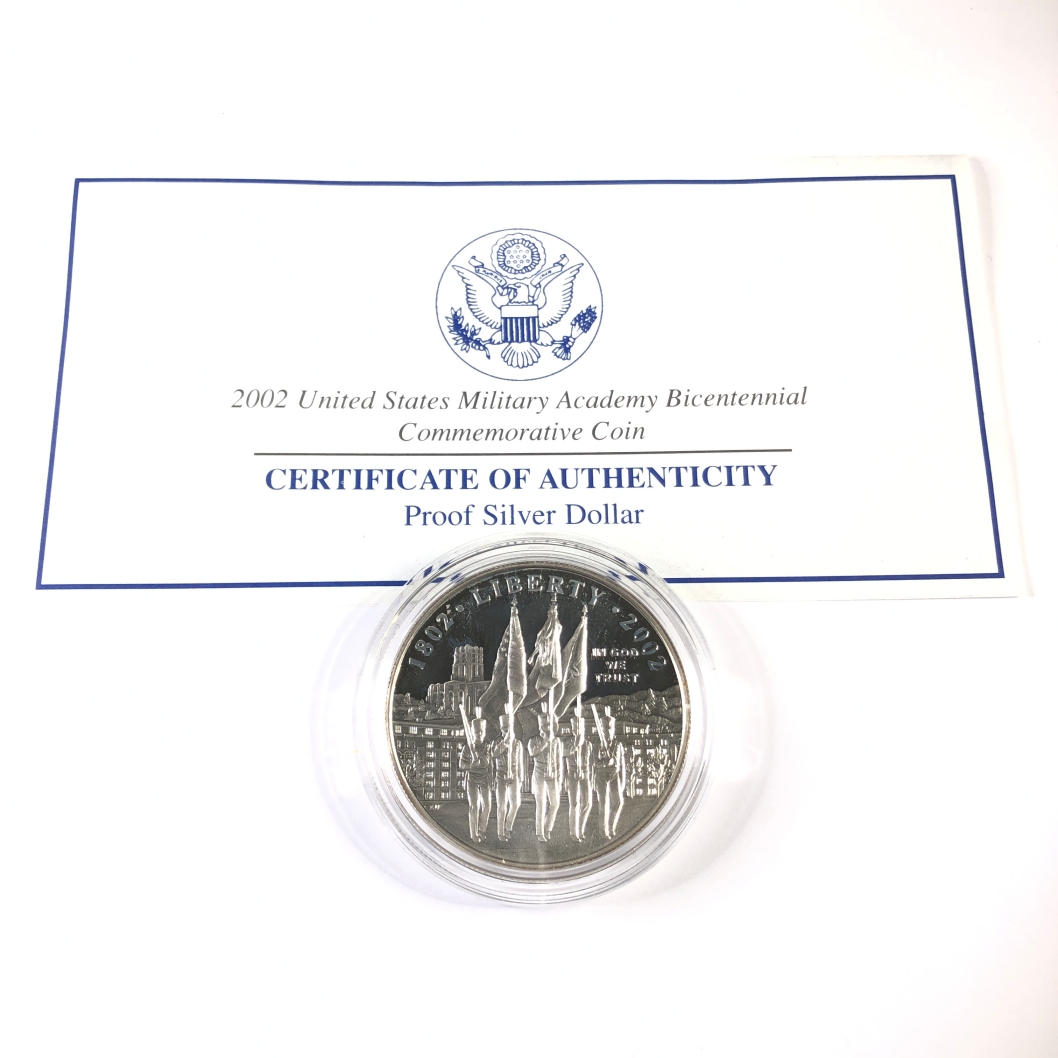 2002 Military Academy Bicentennial Commemorative Silver Dollar Cameo ...