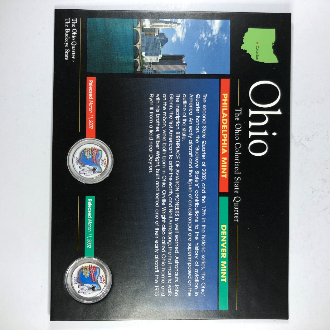 2002 Ohio Colorized Quarter P&D Mint Mark Sets in High Grade ...
