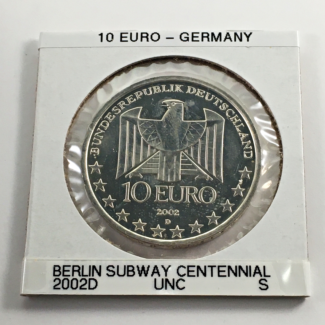 2002D Germany Silver 10 Euros Berlin Subway Centennial Commemorative ...