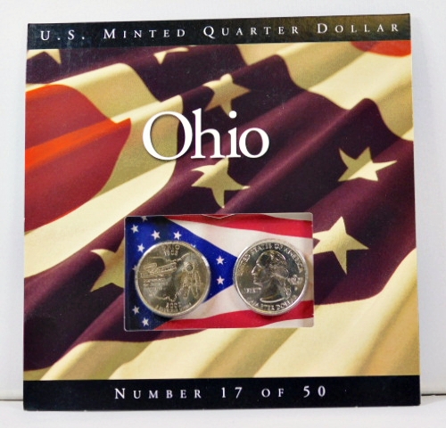 2002-D & P Ohio State Commemorative Quarters-Uncirculated in Tri-fold ...
