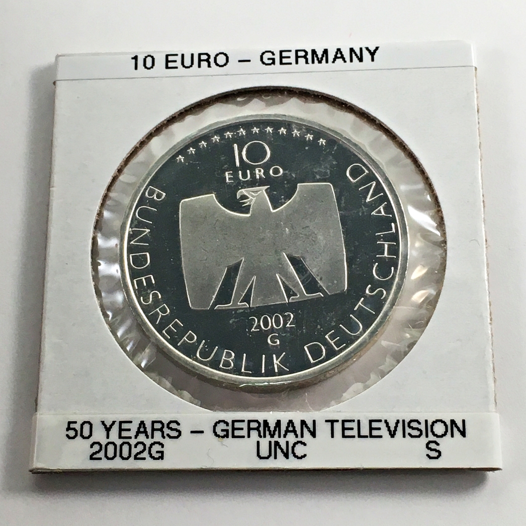 2002G Germany Silver 10 Euros German Television-50 Years Commemorative ...