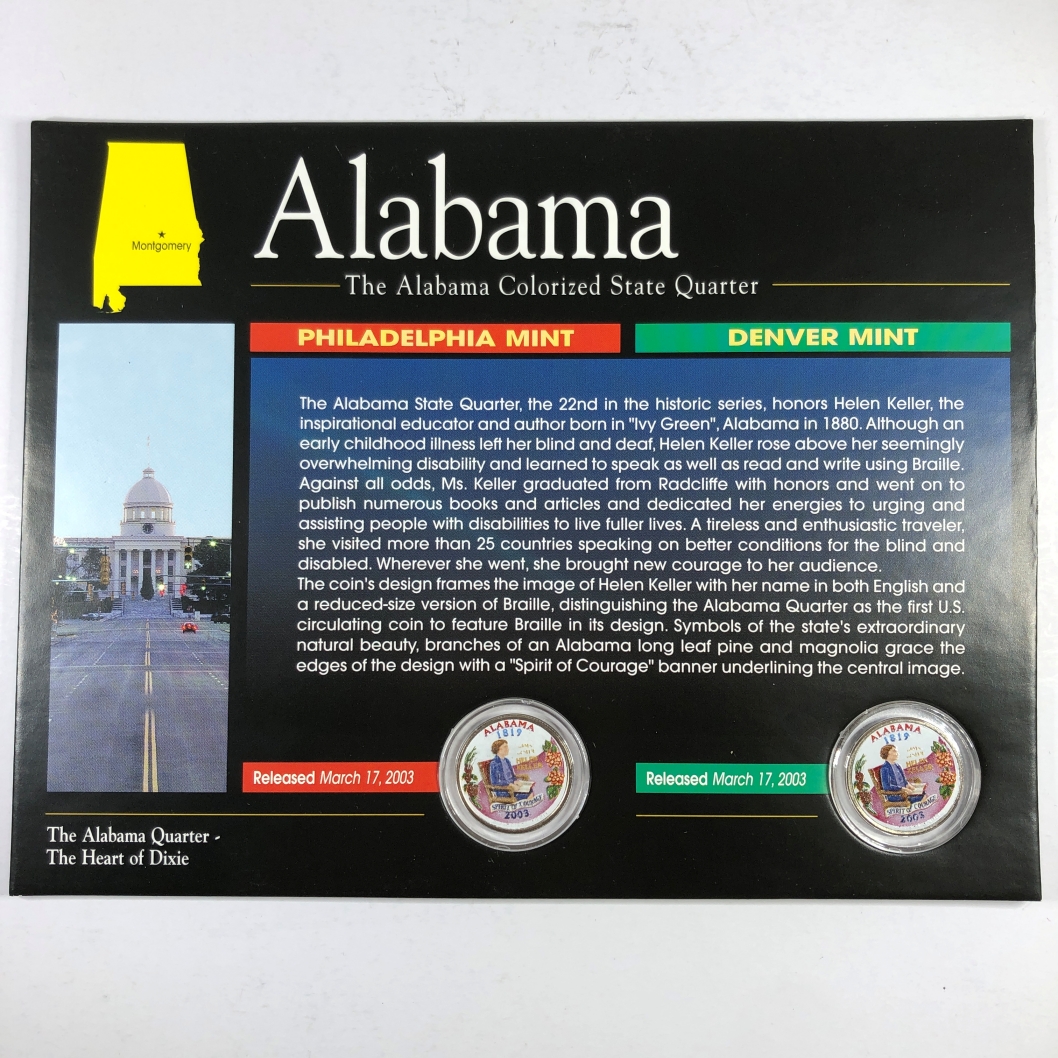 2003 Alabama Colorized Quarter P&D Mint Mark Sets in High Grade ...