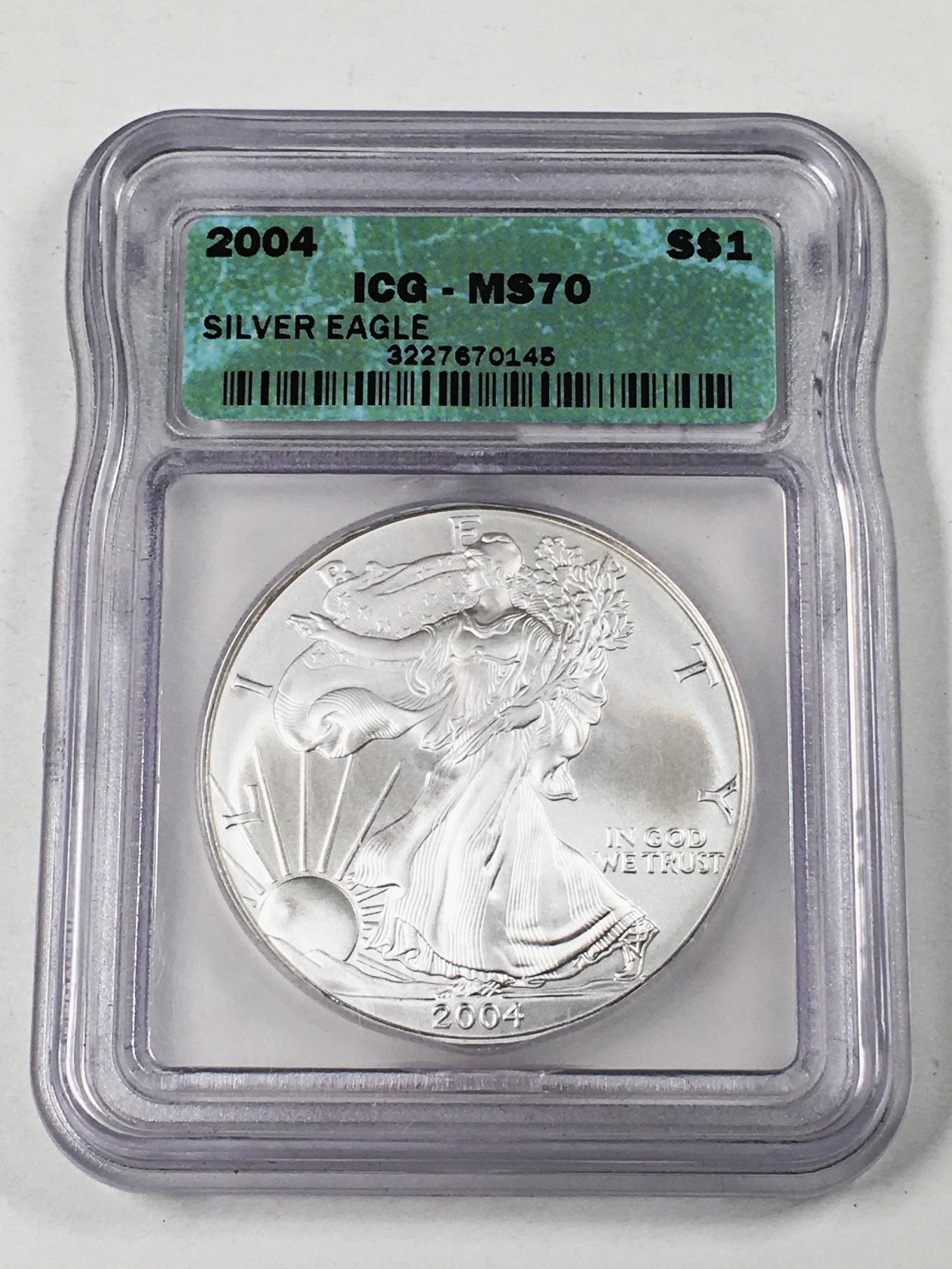 2004 American Silver Eagle*1oz .999 Fine Silver*Graded MS70 by ICG ...