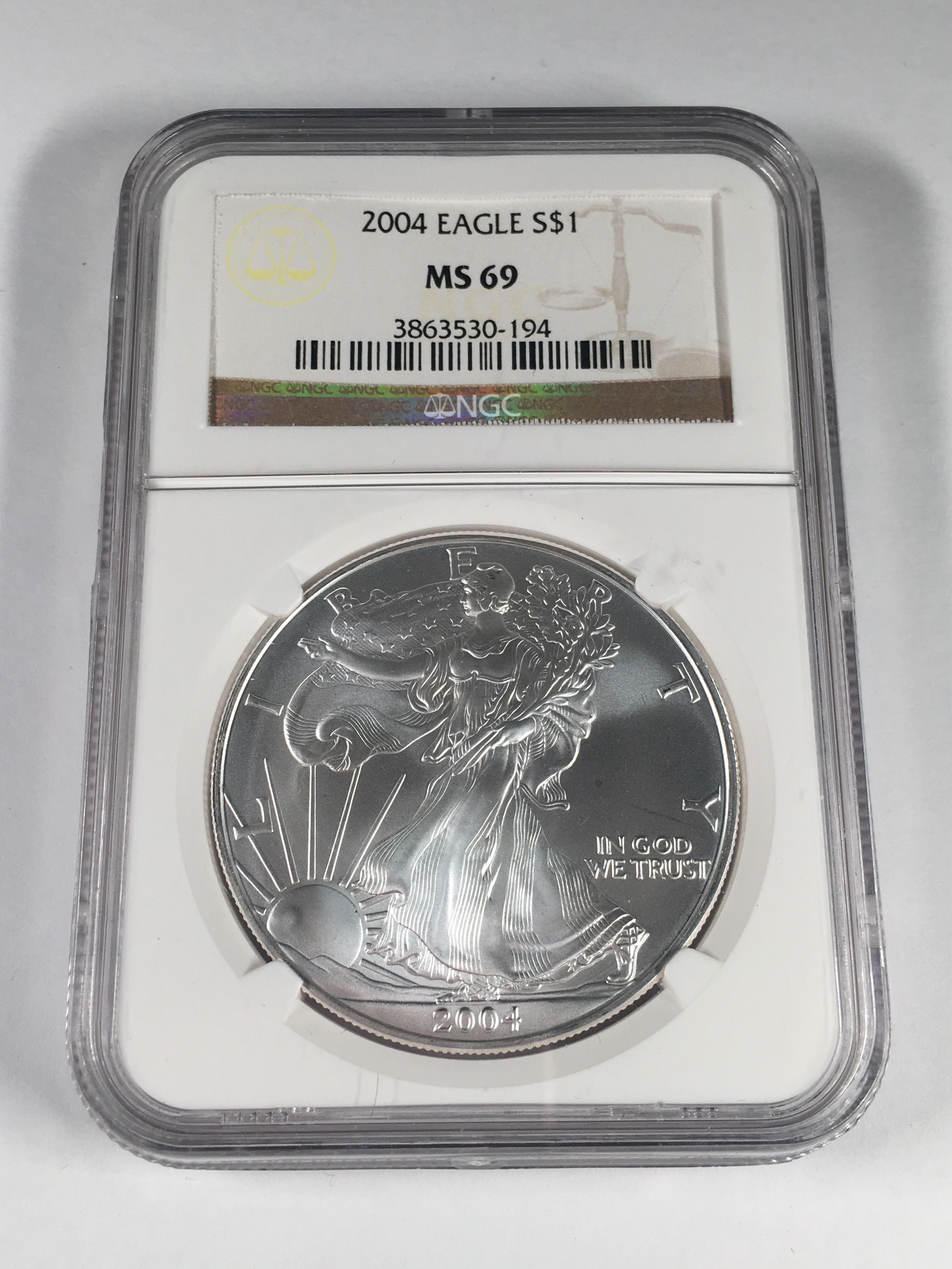 2004 American Silver Eagle*Graded MS69 by NGC*1oz .999 Fine Silver | Property Room
