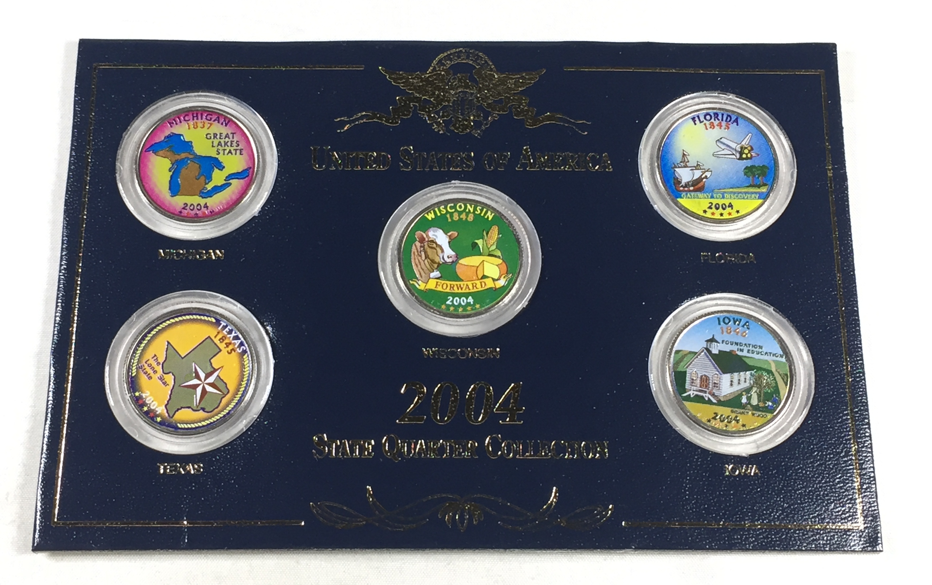 2004 Colorized State Quarter Collection*In Capsules and Nice Storage ...