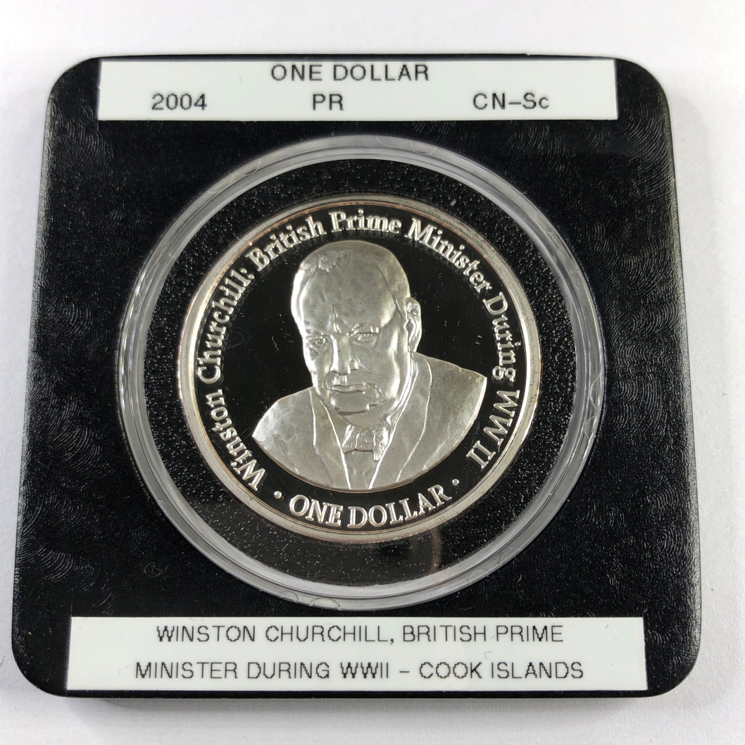 2004 Cook Islands Proof Silver $1 Winston Churchill Commemorative Coin ...