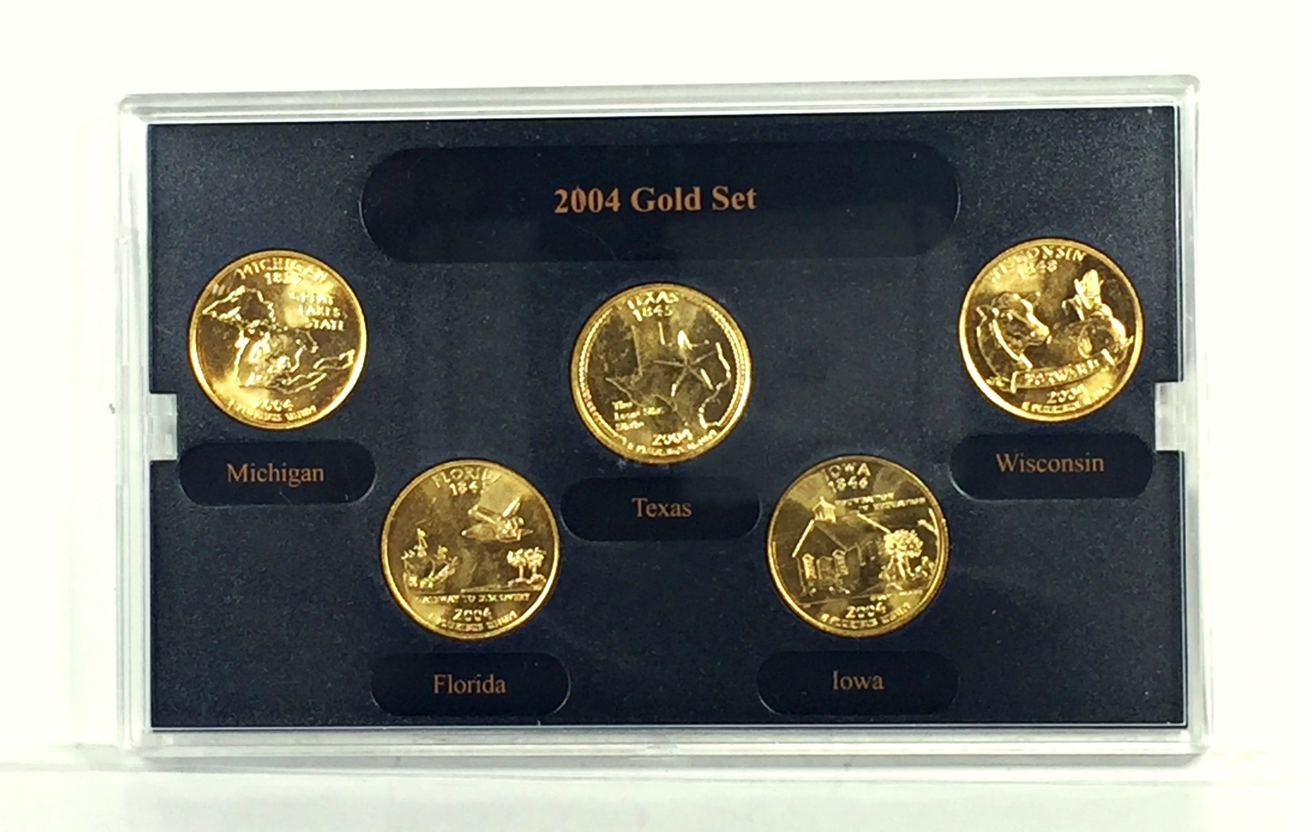 2004 Gold Layered Edition State Quarter Collection*In Custom Holder ...
