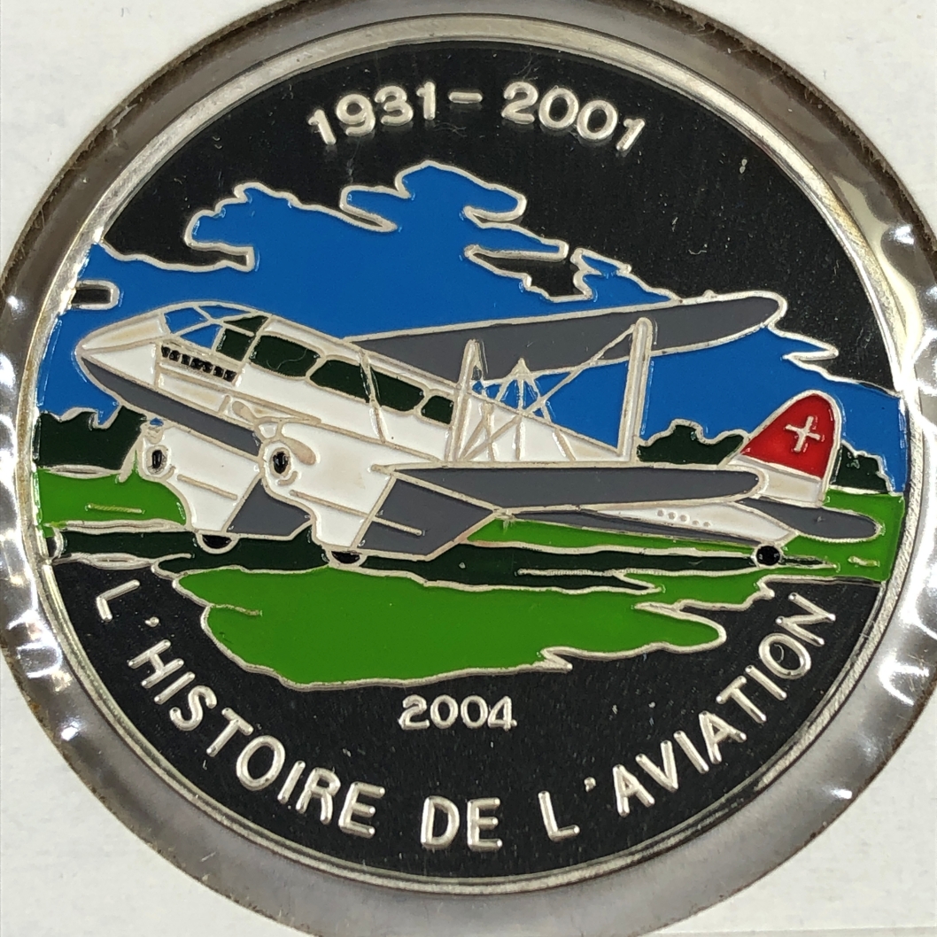 2004 Togo Colorized Silver 1000 Francs Aviation Commemorative*DH-89 ...