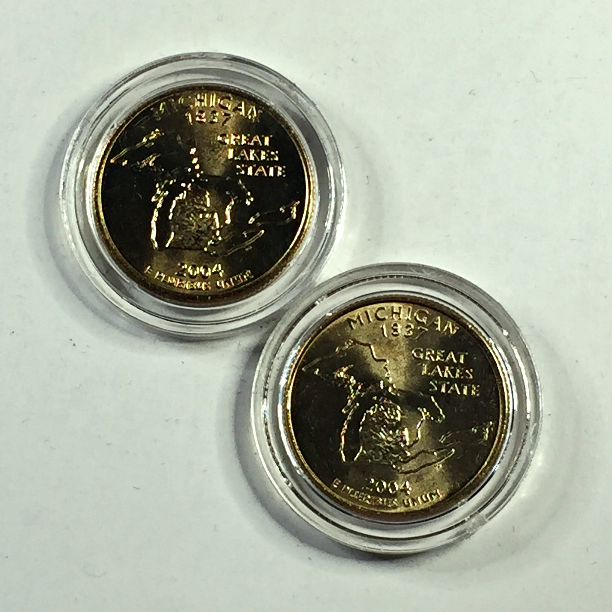 2004-P & D 24K Gold Layered Michigan Commemorative State Quarters*In ...