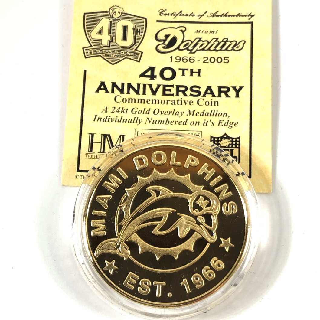 2005 24K Gold Layered Dolphins 40th Anniversary Commemorative Coin ...