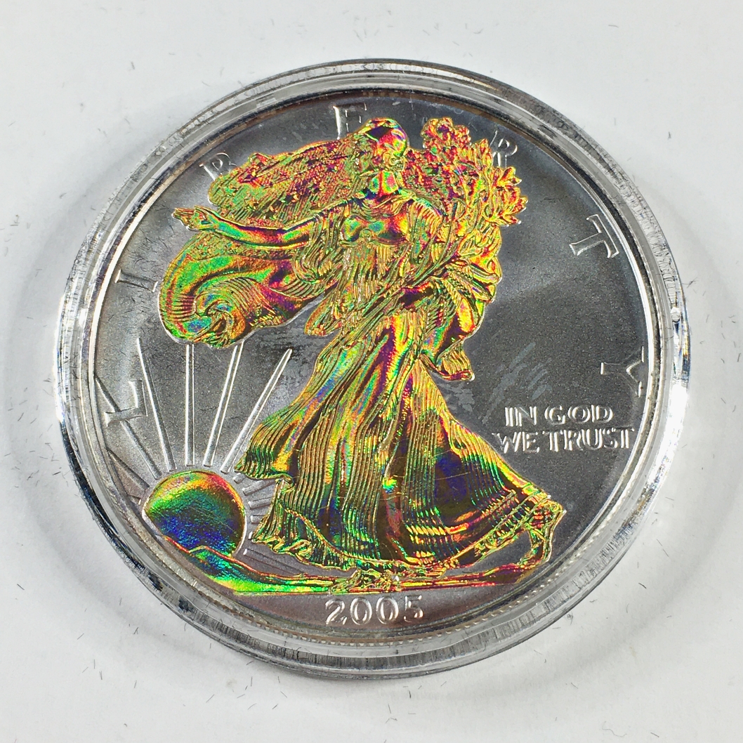 2005 American Silver Eagle with Gold Hologram Highlights*1oz .999 Fine ...