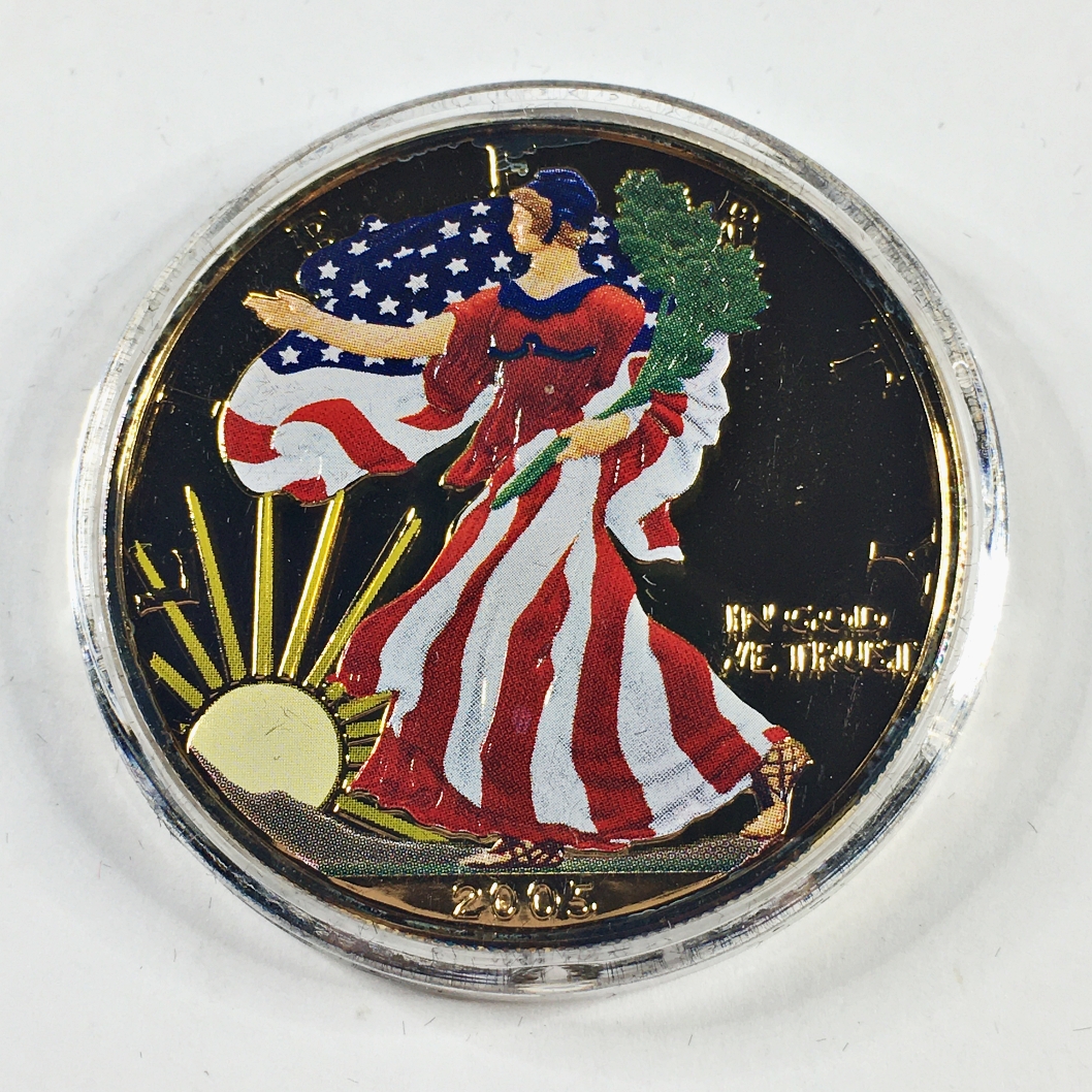 2005 Colorized 24K Gold Layered American Silver Eagle*1oz .999 Fine ...