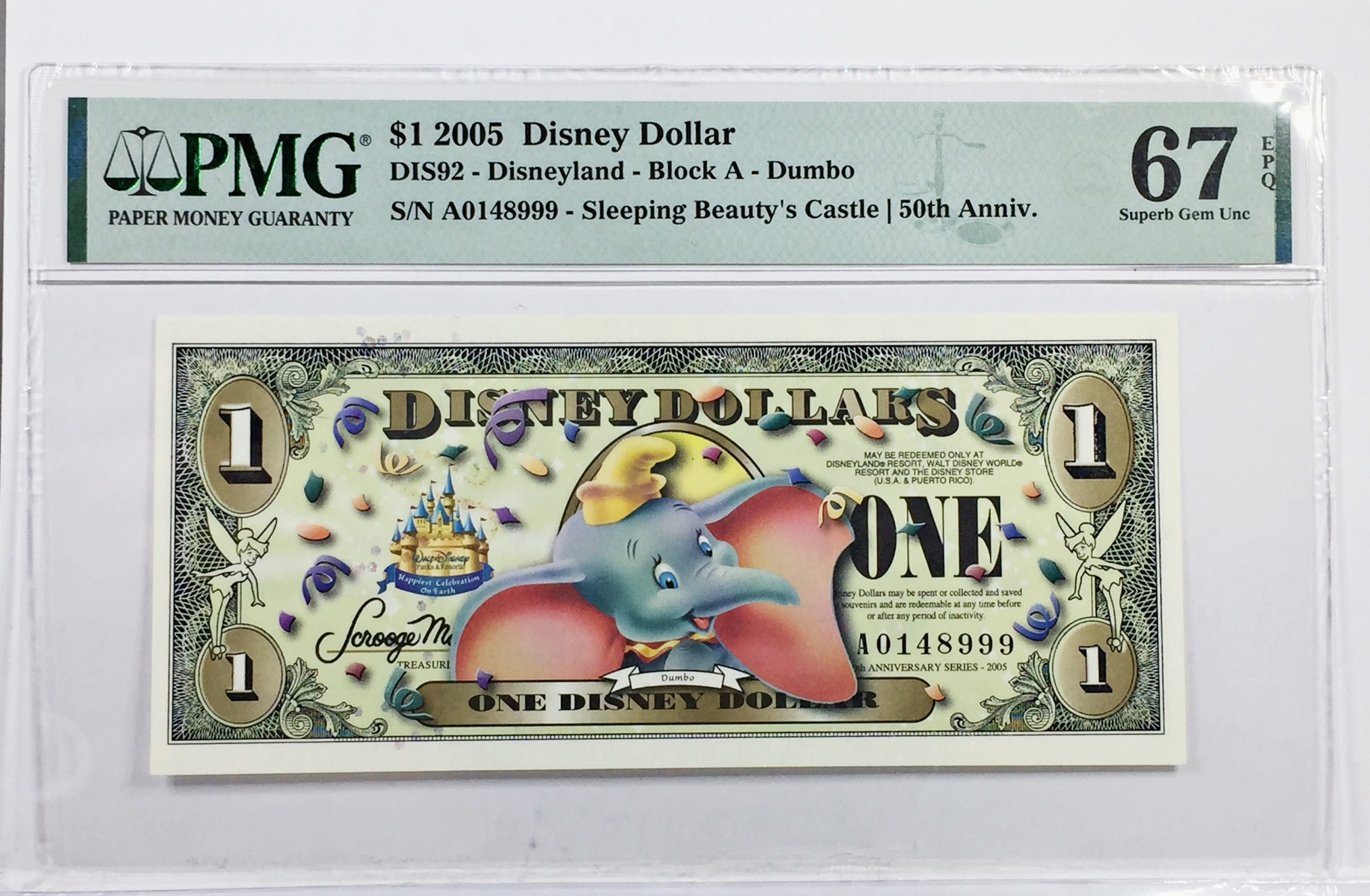 2005 Disneyland Dumbo Disney Dollar - Sleeping Beauty's Castle - 50th ...