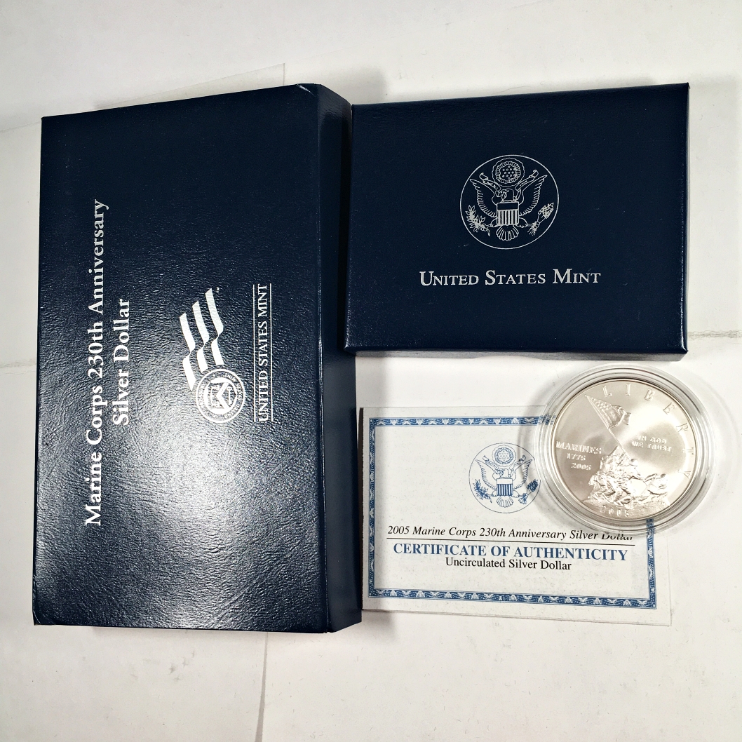 2005-P Marine Corps 230th Anniversary Uncirculated Silver Dollar ...