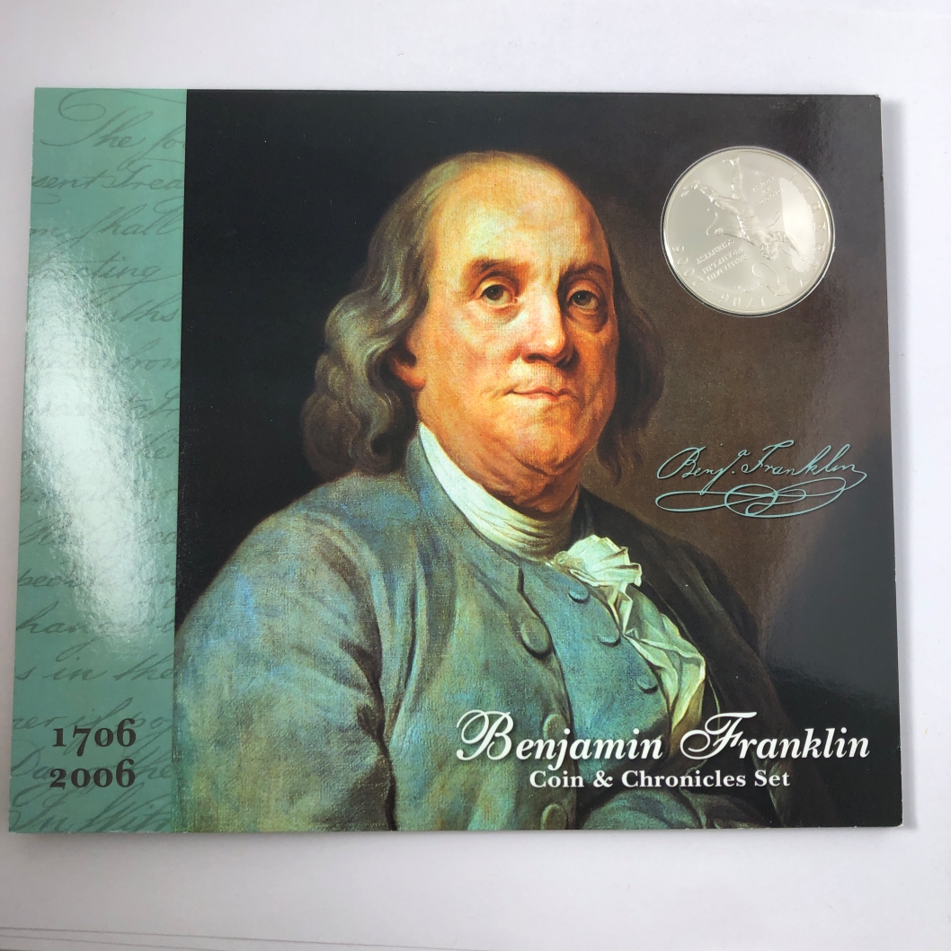 2006-P Ben Franklin Commemorative Silver Dollar, Four Stamps and ...