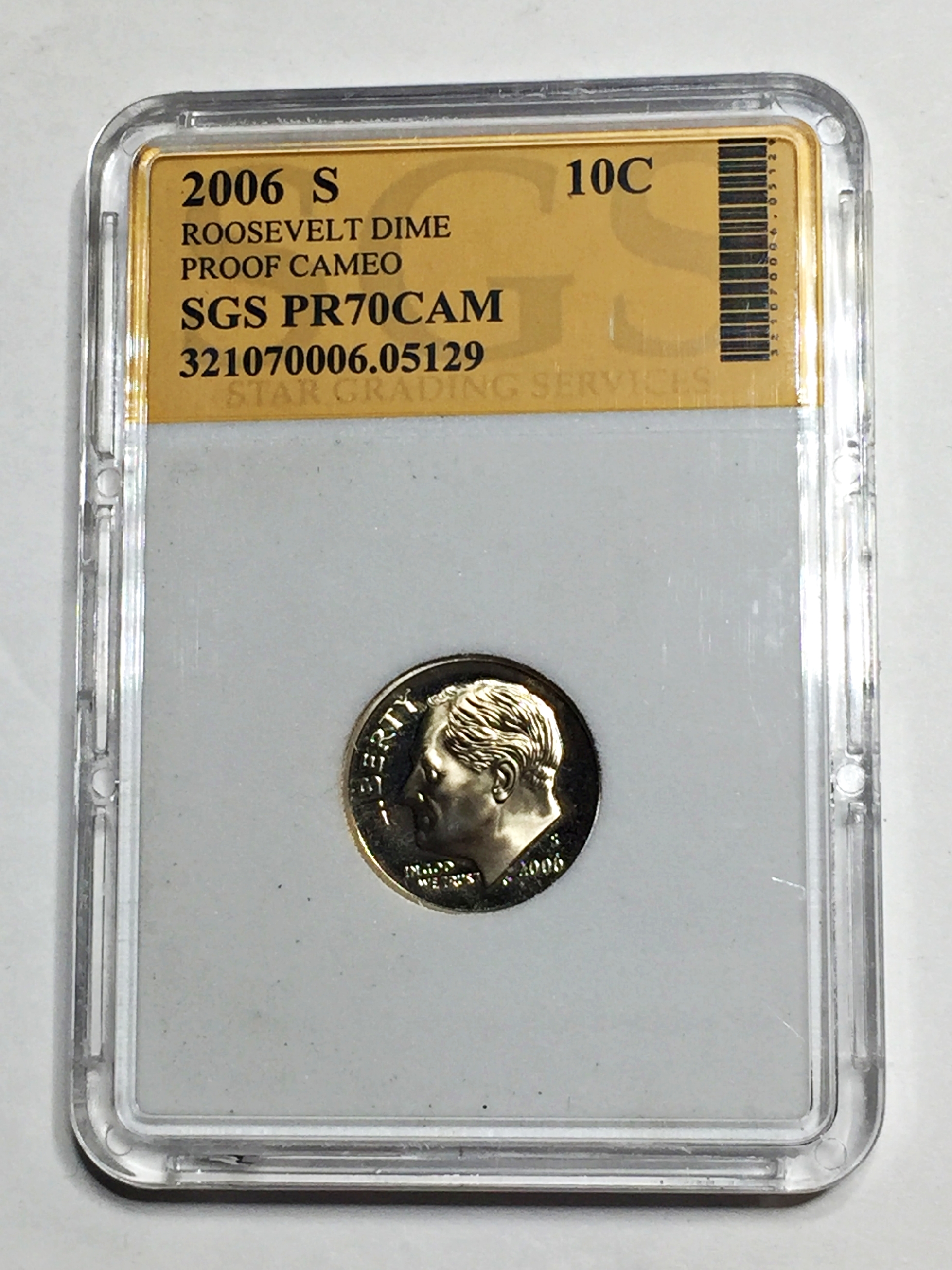 2006-S Proof Roosevelt Dime*Graded PR70 CAM by SGS | Property Room
