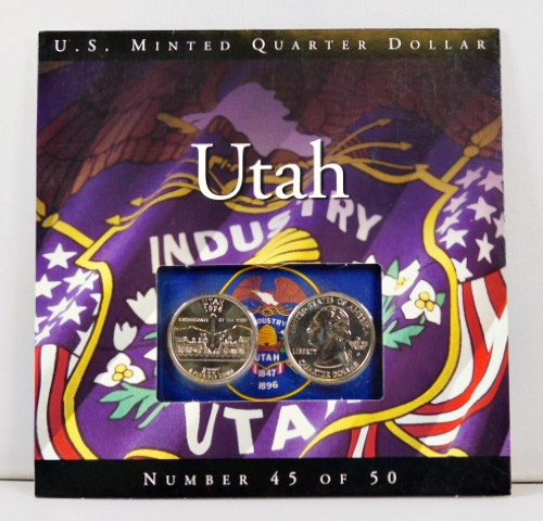 2007-D & P Utah State Commemorative Quarters-Uncirculated in Tri-fold ...