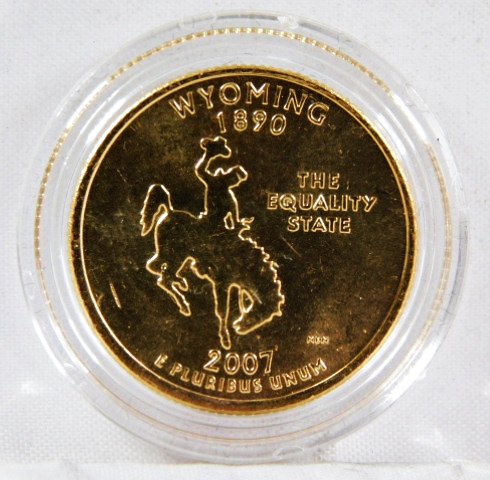 2007-P 24K Gold Layered Wyoming State Commemorative Quarter ...