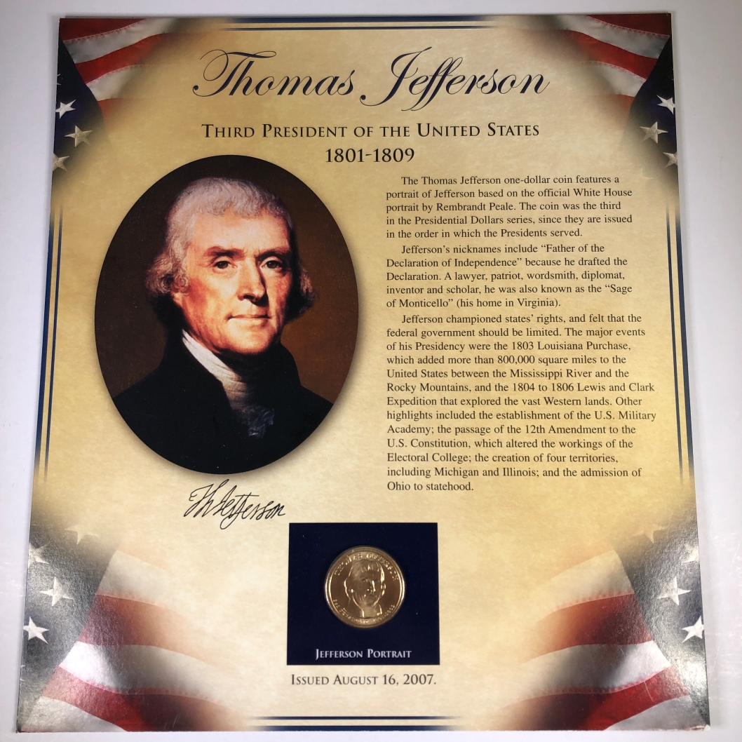 2007-P Thomas Jefferson Presidential Commemorative Dollar*Encased in ...
