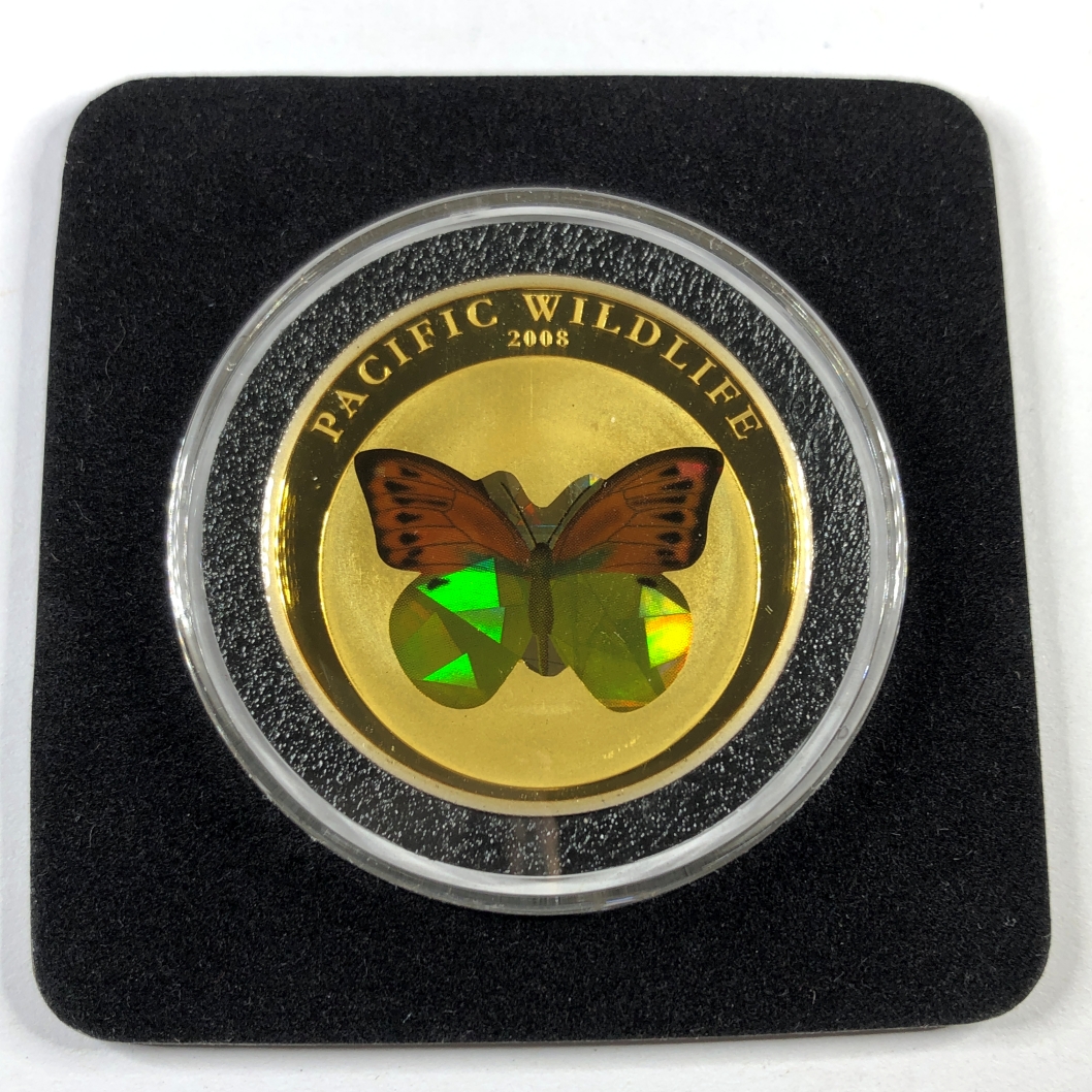 2008 Republic of Palau Colorized $1 Proof Coin*Pacific Wildlife-Orange ...