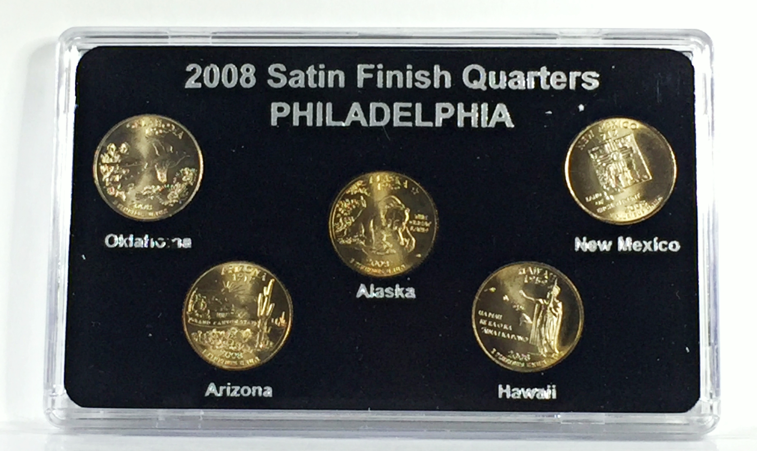 2008 Satin Finish Edition Commemorative State Quarters*In Custom Holder ...