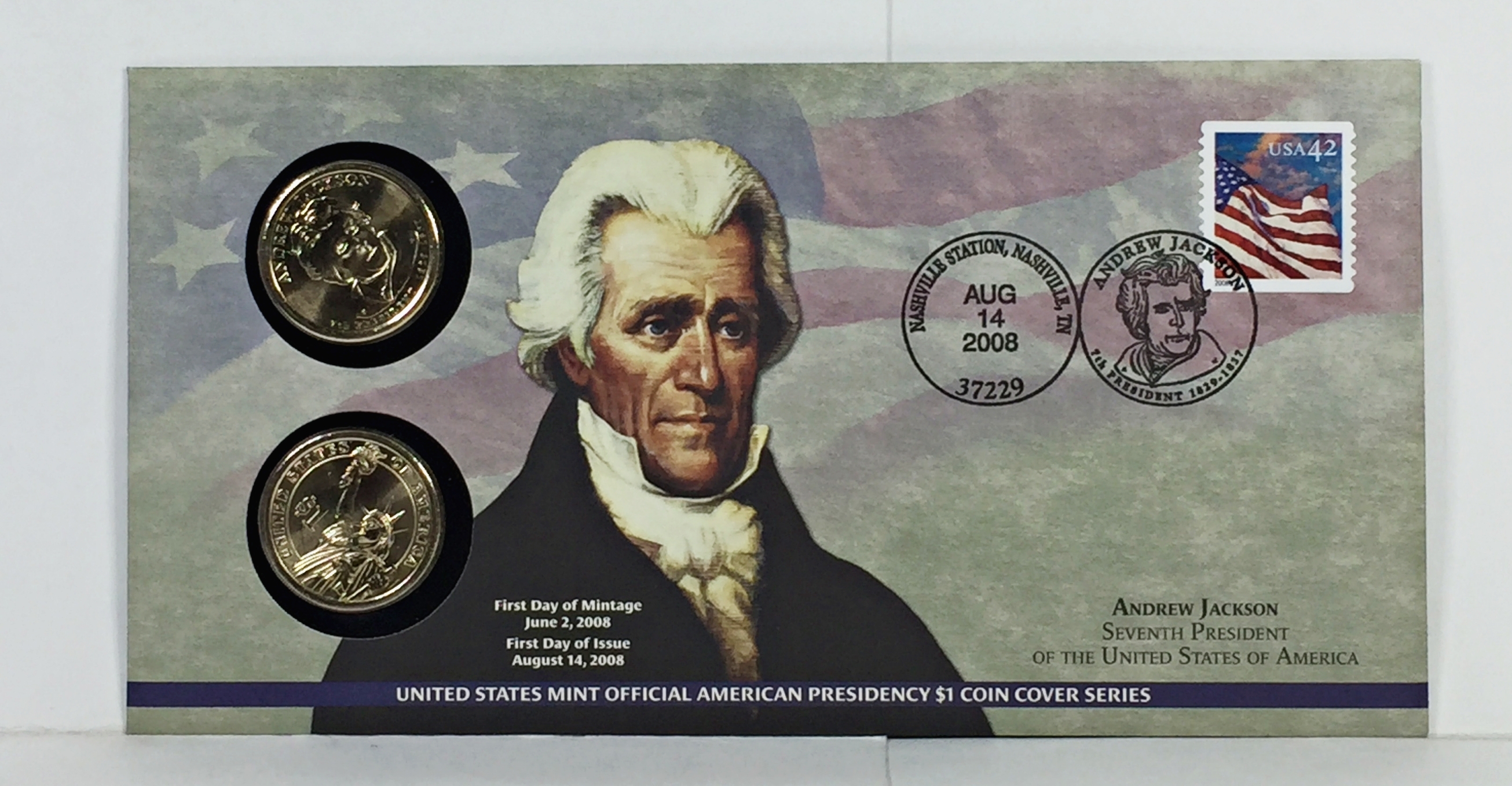 2008-P & D Andrew Jackson Commemorative Presidential Dollars*With Stamp ...