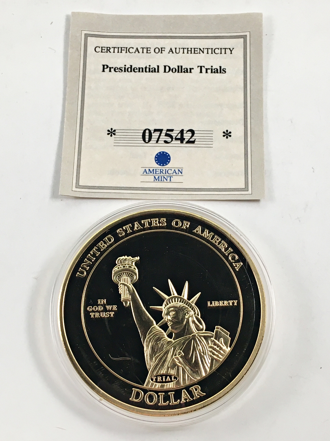 2009 24K Gold Layered Abraham Lincoln Trial Coin*50mm*Proof*Protective ...