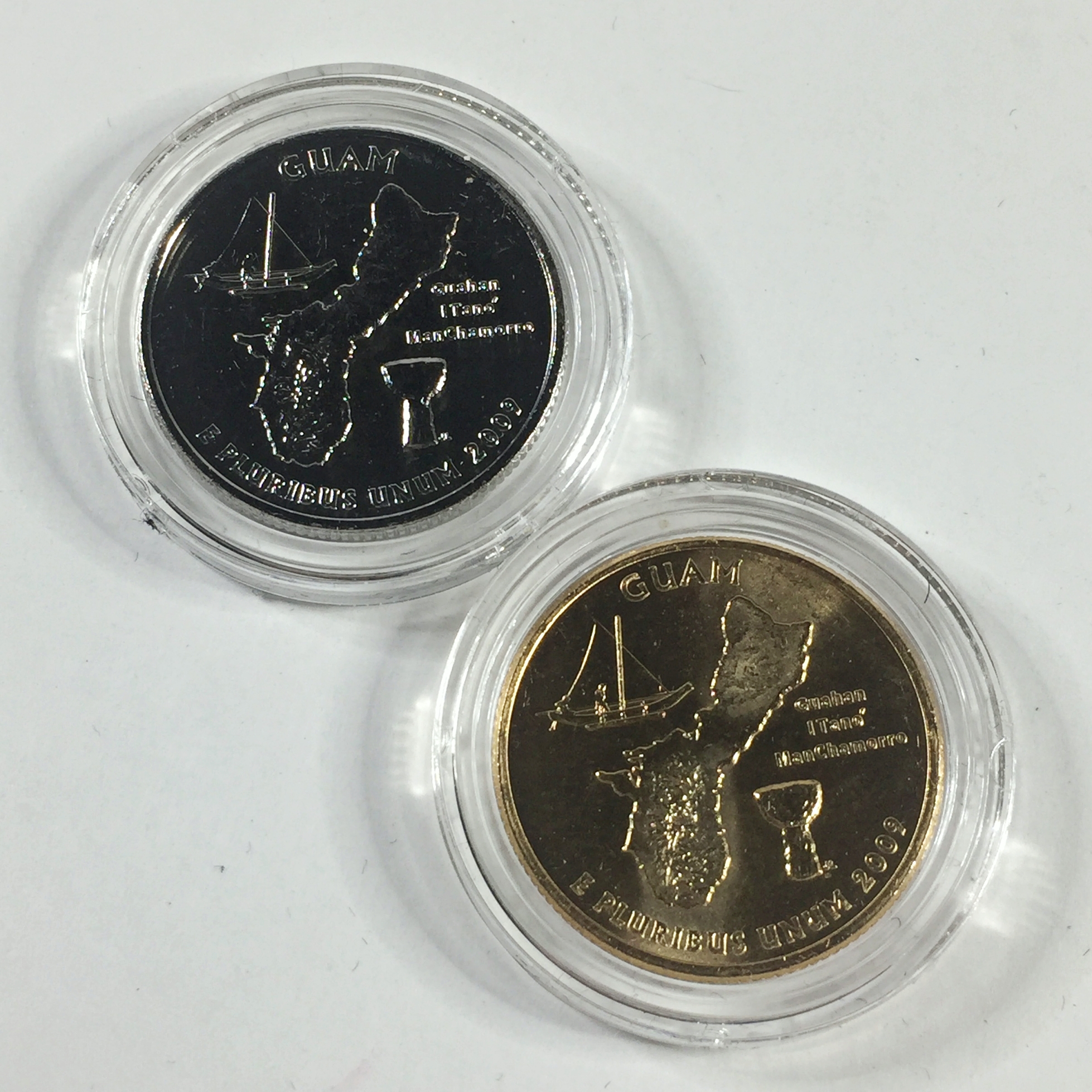 2009-P & D Guam Commemorative Quarters*P is 24K Gold Layered*Both in ...