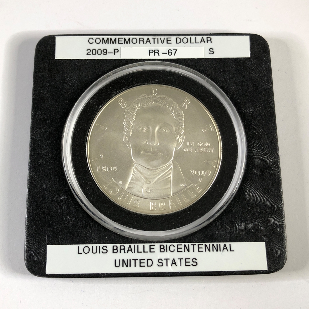 2009-P Louis Braille Bicentennial Commemorative Silver Dollar ...