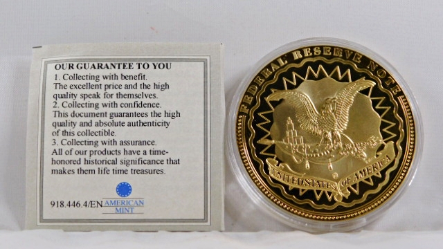 2010 Proof $100 Franklin Banknote 24K Gold Layered Medallion*50mm*Orig ...