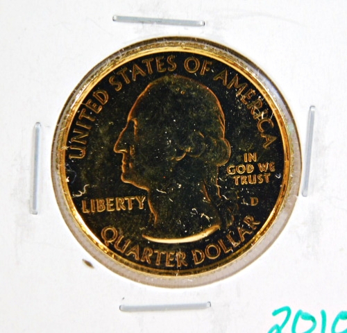 2010-D 24K Gold Layered Yellowstone, Wyoming Commemorative Quarter ...