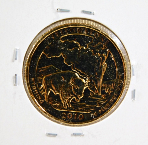2010-D 24K Gold Layered Yellowstone, Wyoming Commemorative Quarter ...