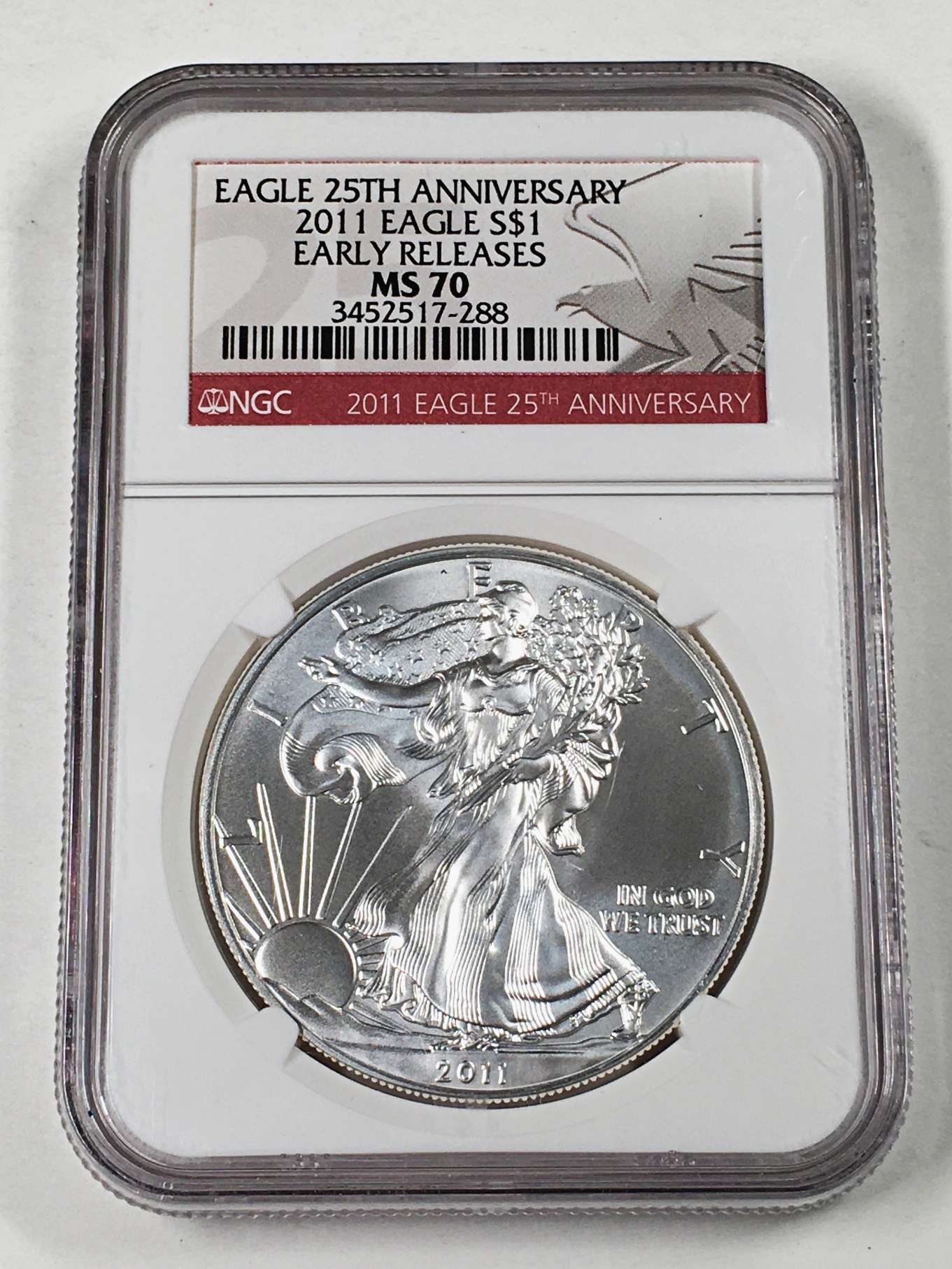 2011 American Silver Eagle*25th Year of Issue*Early Releases*1oz .999 Fine Silver*Graded MS70 by ...