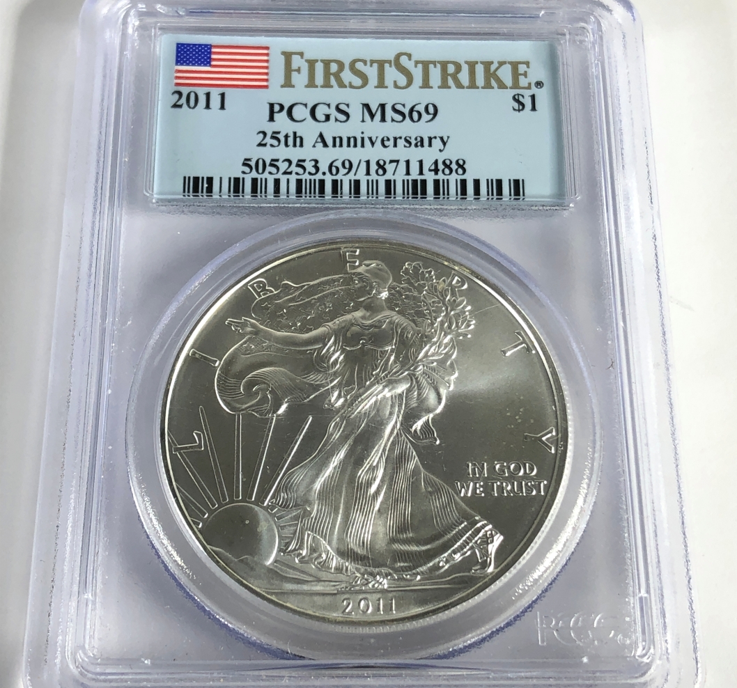 2011 American Silver Eagle*First Strike*25th Anniversary*Graded MS69 by PCGS*1oz .999 Fine ...
