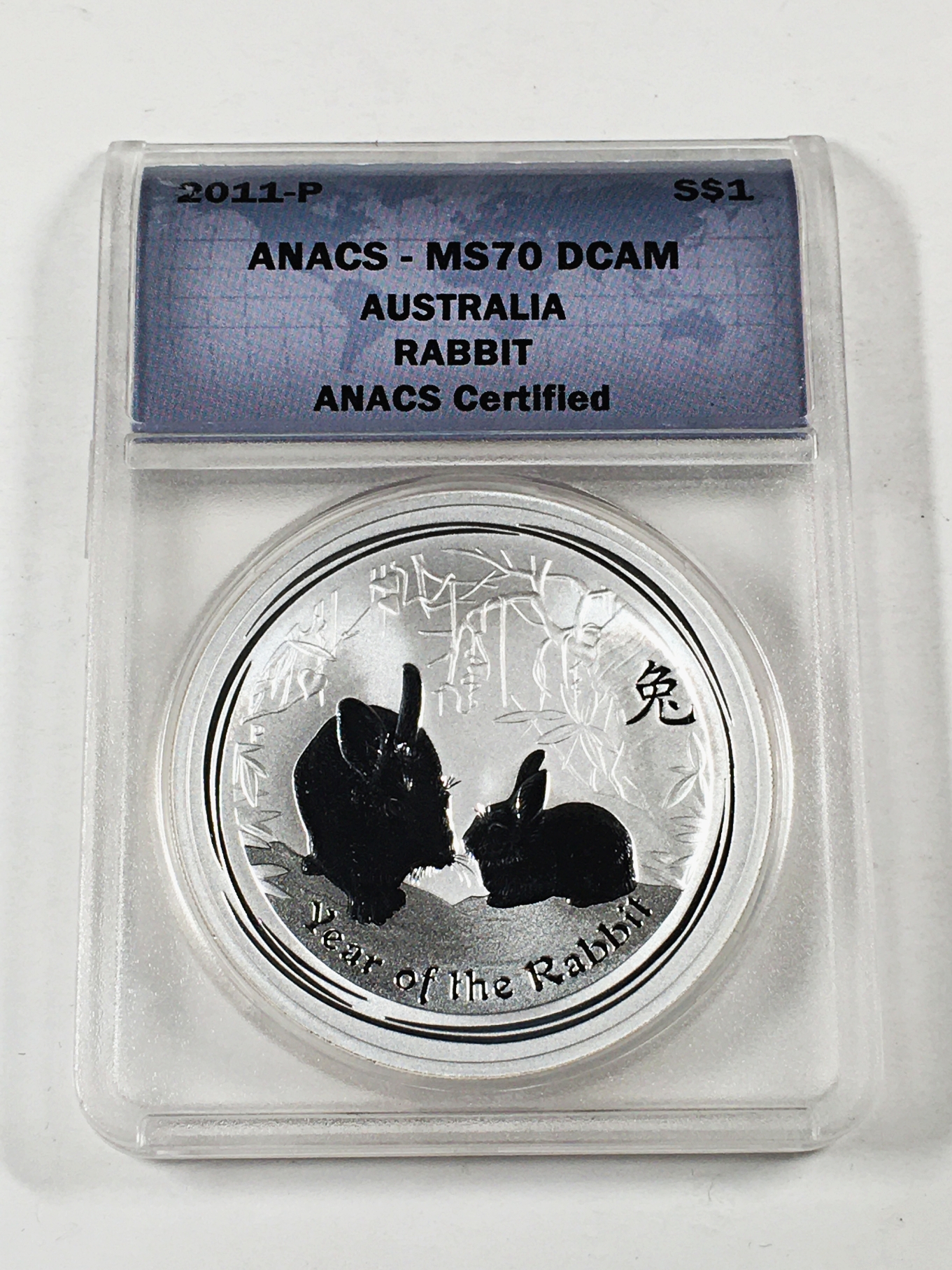 2011-P Australia $1 Reverse Proof Silver Year of the Rabbit*Graded MS70 ...