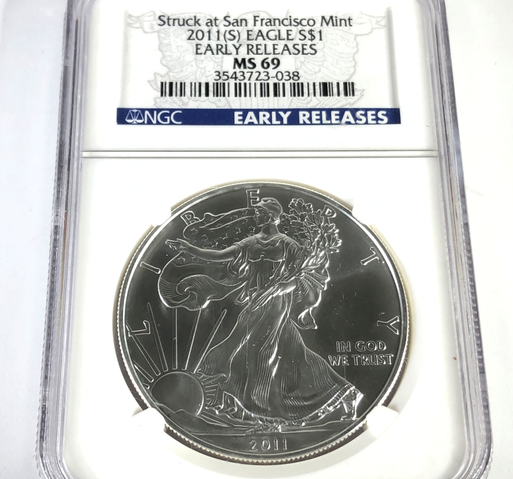 2011-(S) American Silver Eagle*Early Releases*Graded MS69 by NGC*1oz .999 Fine Silver*Struck at ...