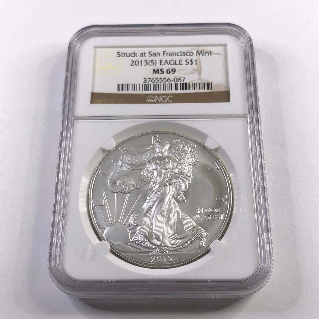 2013-(S) American Silver Eagle*Struck at San Francisco*Graded MS69 by NGC*1oz .999 Fine Silver ...