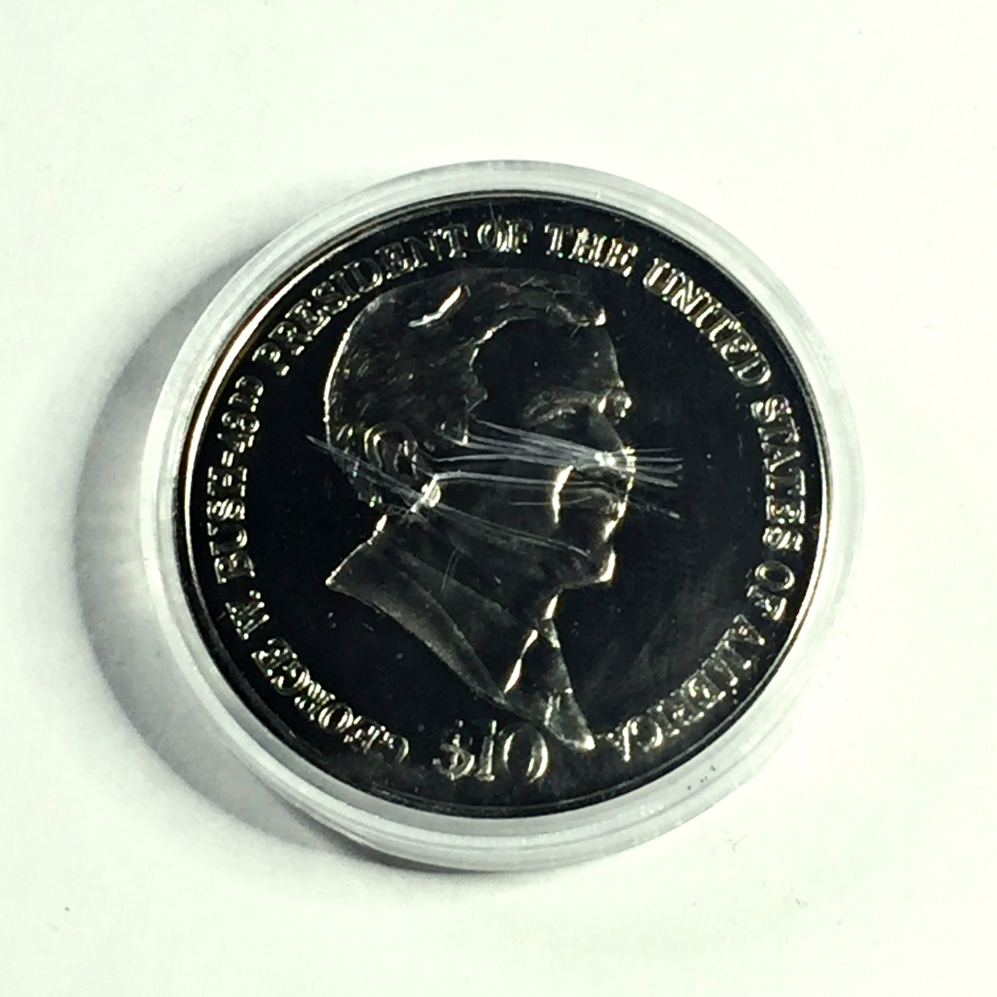 2014 Republic of Liberia $10 George W. Bush Coin*Proof*Scratches are on ...