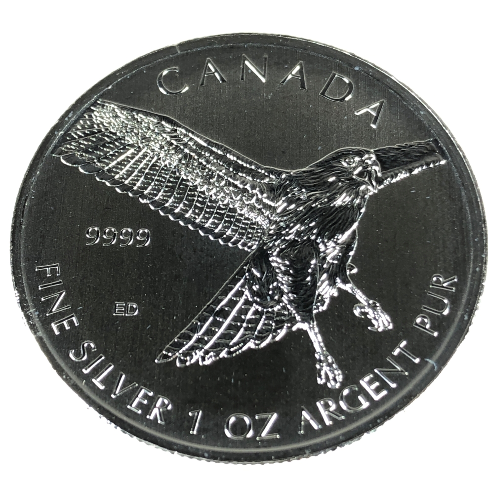 2015 Canada Falcon 999 fine Silver 1 Troy Oz Round | Property Room