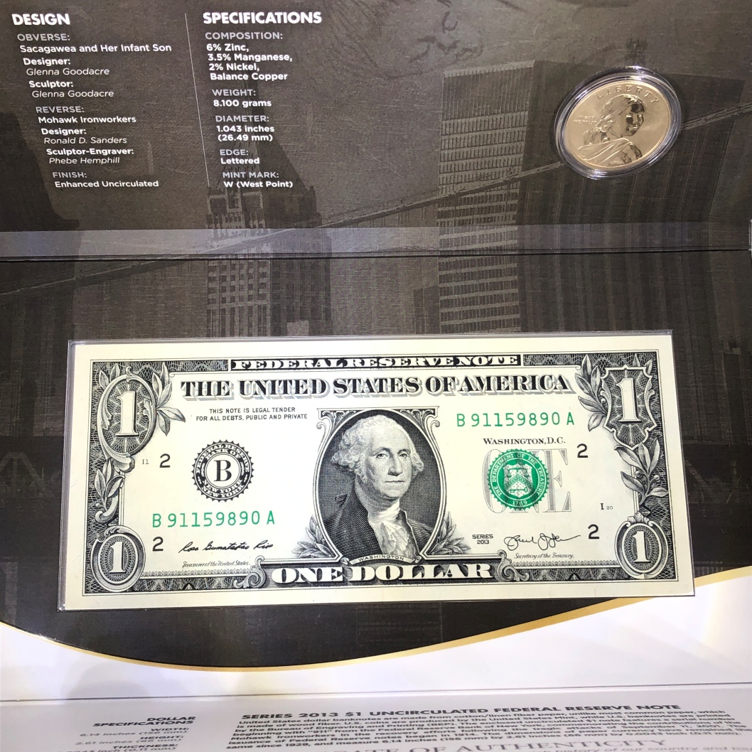 2015 Mohawk Ironworkers Enhanced Uncirculated $1 Coin and Currency Set ...