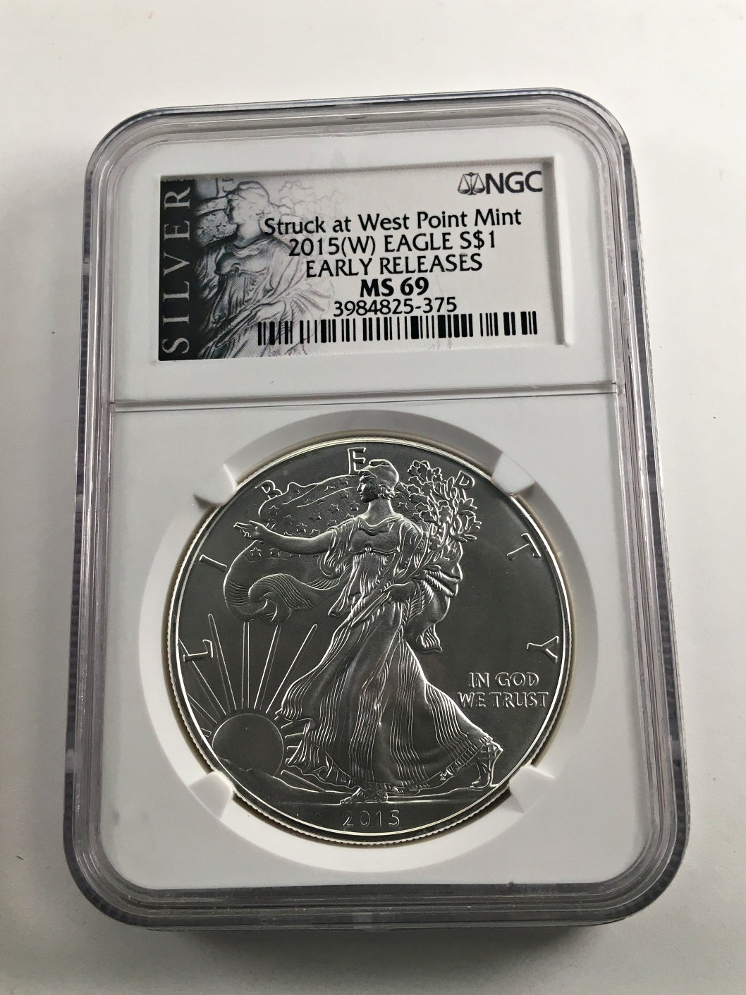 2015-(W) American Silver Eagle*Early Releases*Graded MS69 by NGC*Struck at West Point*1oz .999 ...