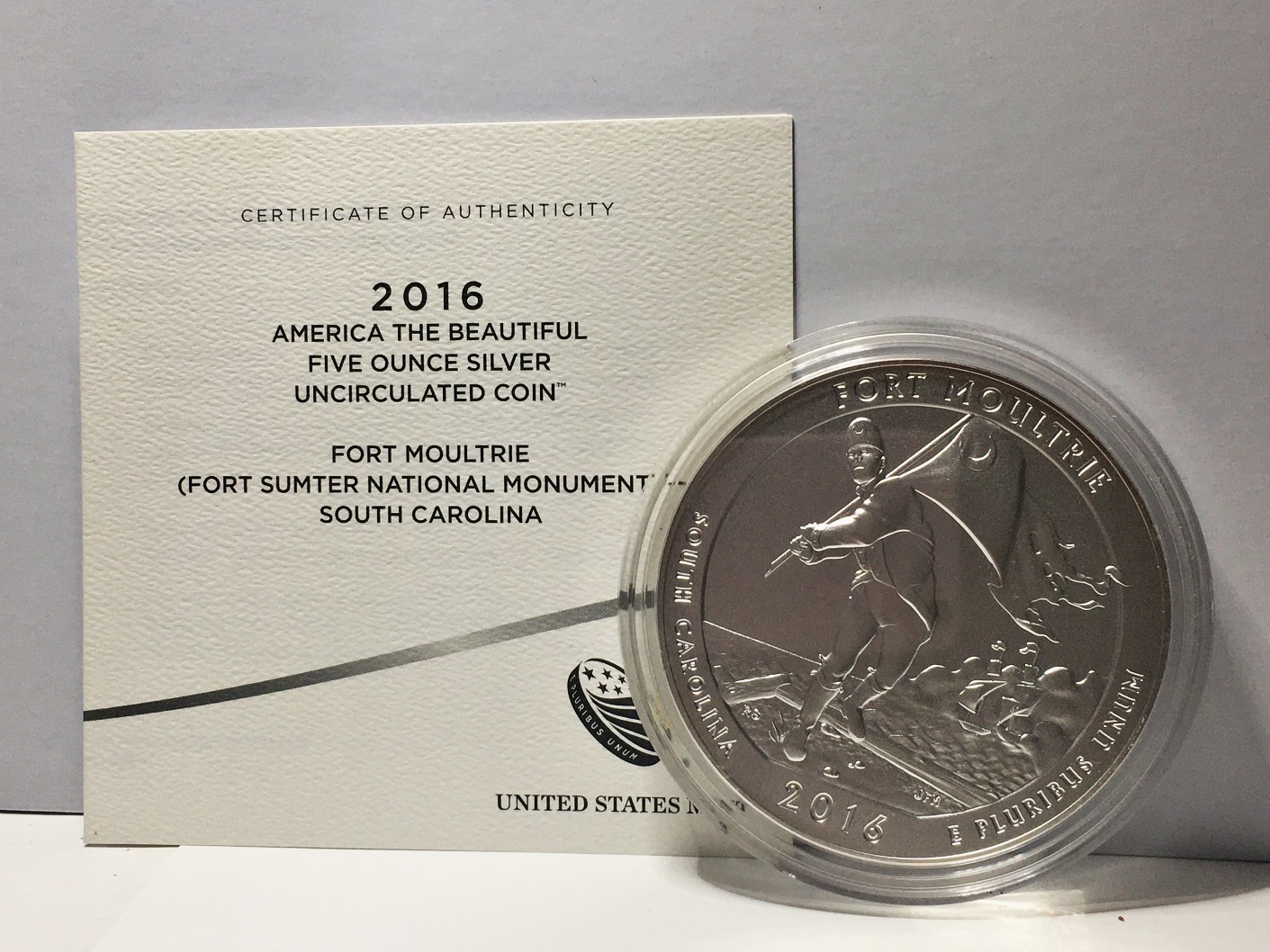 2016 America The Beautiful Five Ounce Silver Uncirculated Coin*Fort ...