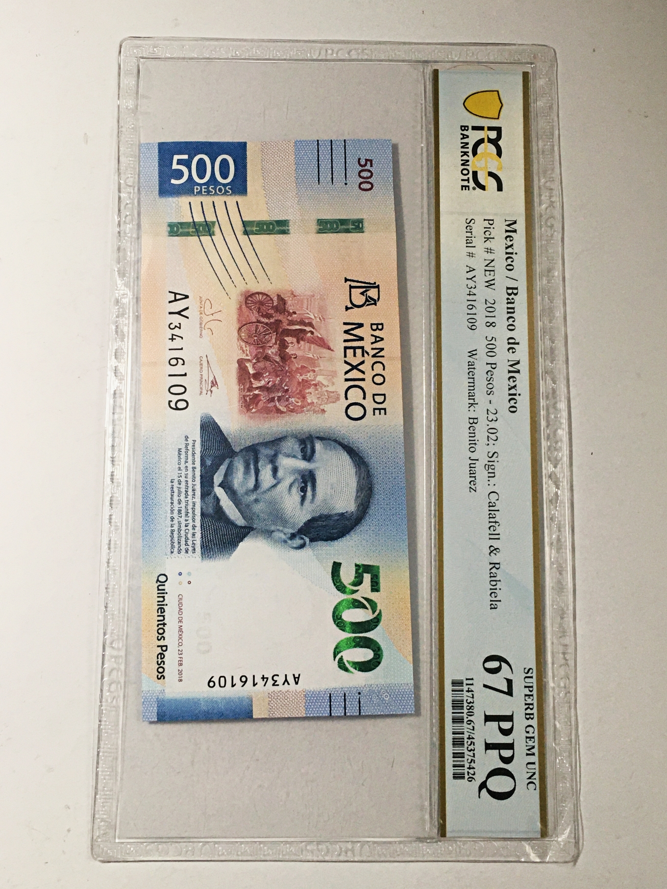 2018 Mexico 500 Pesos Banknote*Graded Superb Gem Unc 67 PPQ by PCGS ...