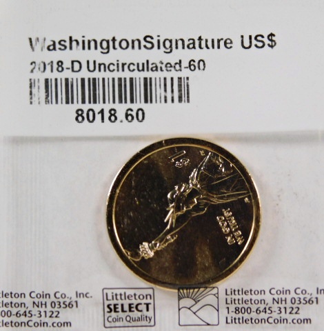 2018-D Washington Signature Dollar*Graded Uncirculated 60 by Littleton ...