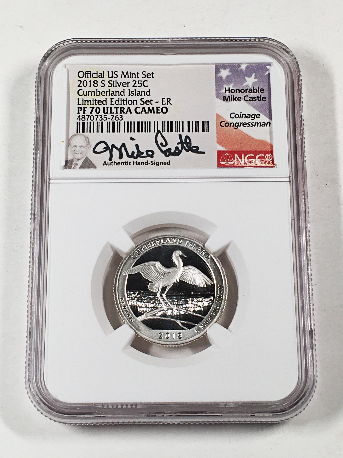2018-S Proof Silver Cumberland Island Commemorative 25c*Graded PF70 ...