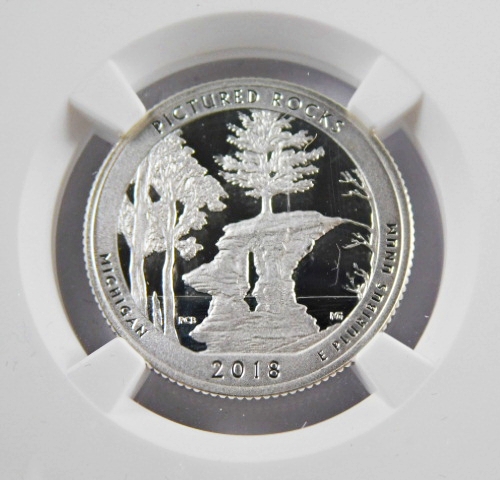 2018-S Proof Silver Pictured Rocks Commemorative 25c*LTD Set-FDI*Graded ...