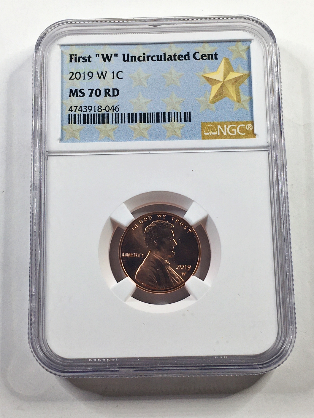 2019-W Lincoln Head Shield Cent*First "W" Uncirculated Cent*Graded MS70 ...
